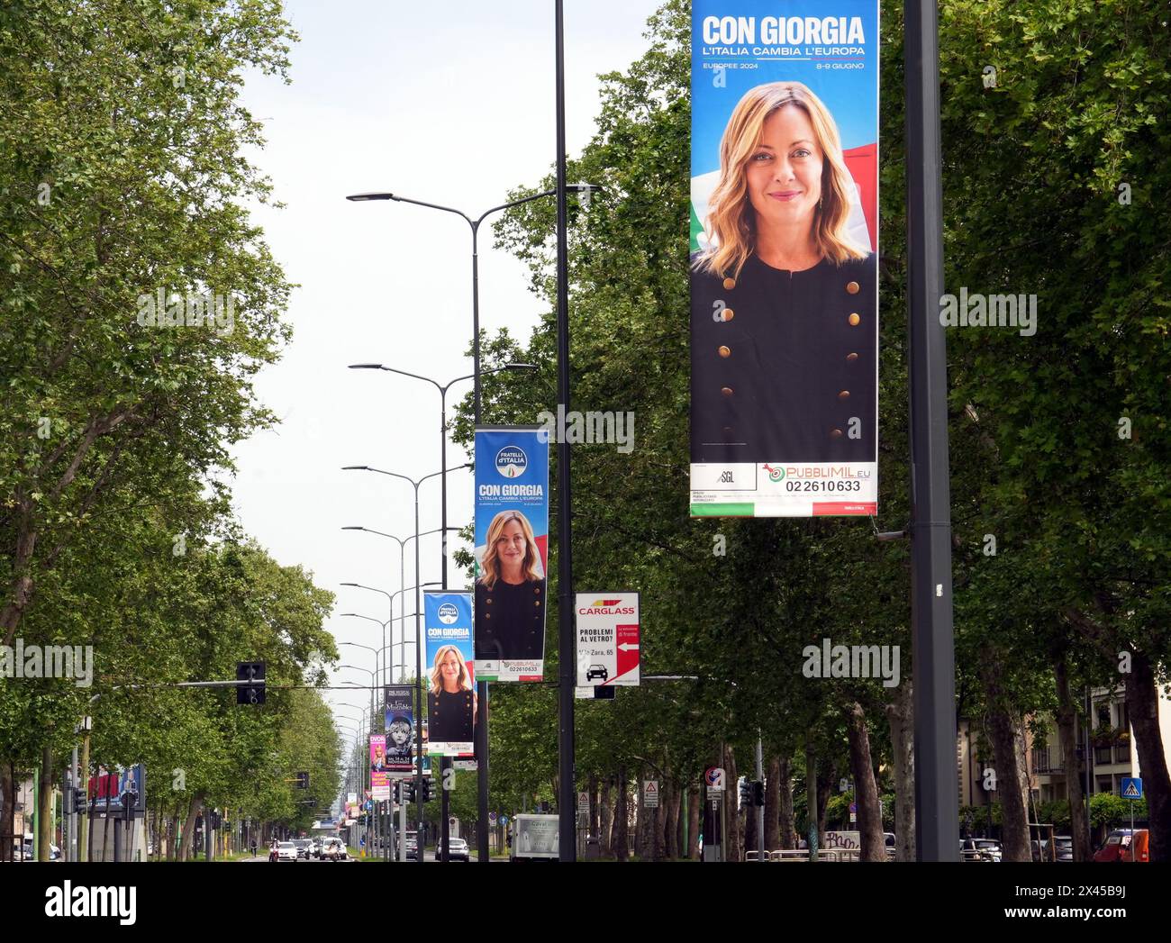Milan, Italy. 30th Apr, 2024. Milan - Billboard, electoral advertising ...
