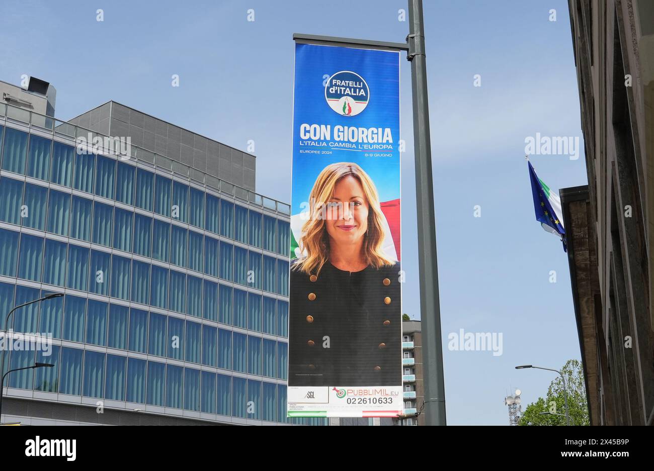 Milan, Italy. 30th Apr, 2024. Milan - Billboard, electoral advertising ...