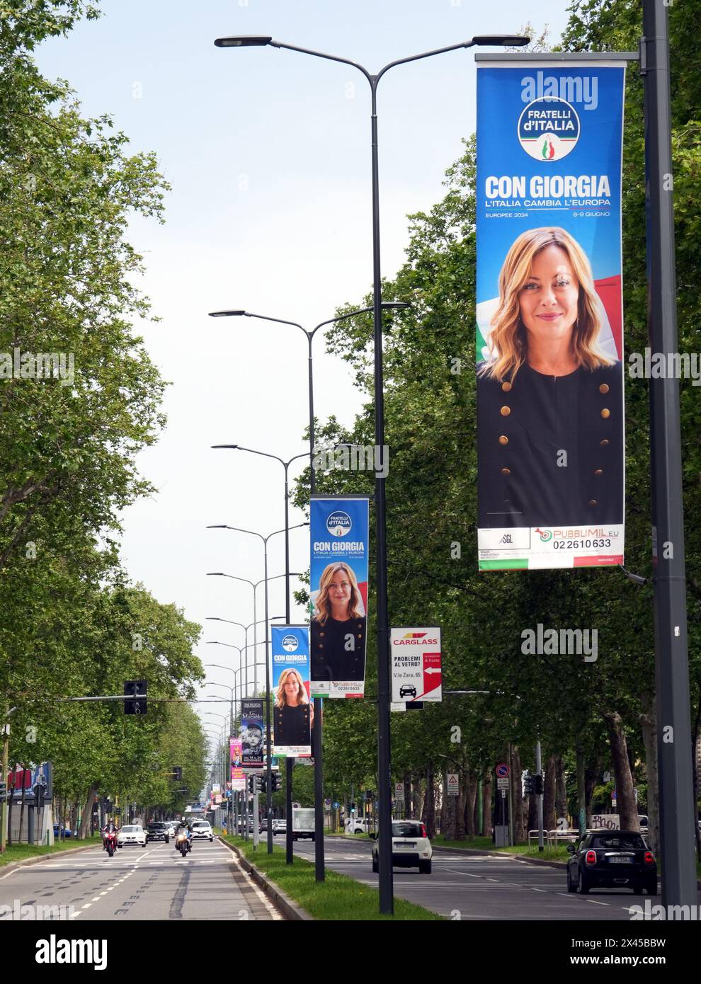 Milan, Italy. 30th Apr, 2024. Milan - Billboard, electoral advertising ...