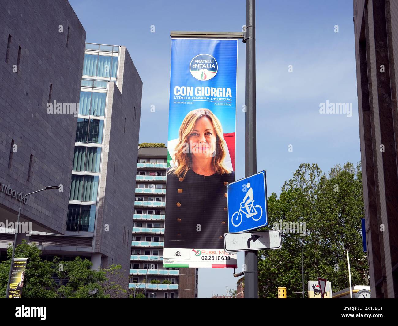 Milan, Italy. 30th Apr, 2024. Milan - Billboard, electoral advertising ...