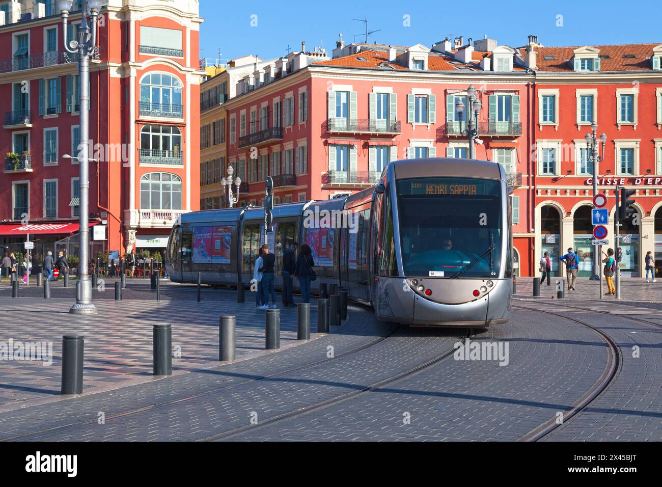 Nice, France - March 26 2019: The Nice tramway (French: Tramway de Nice ...