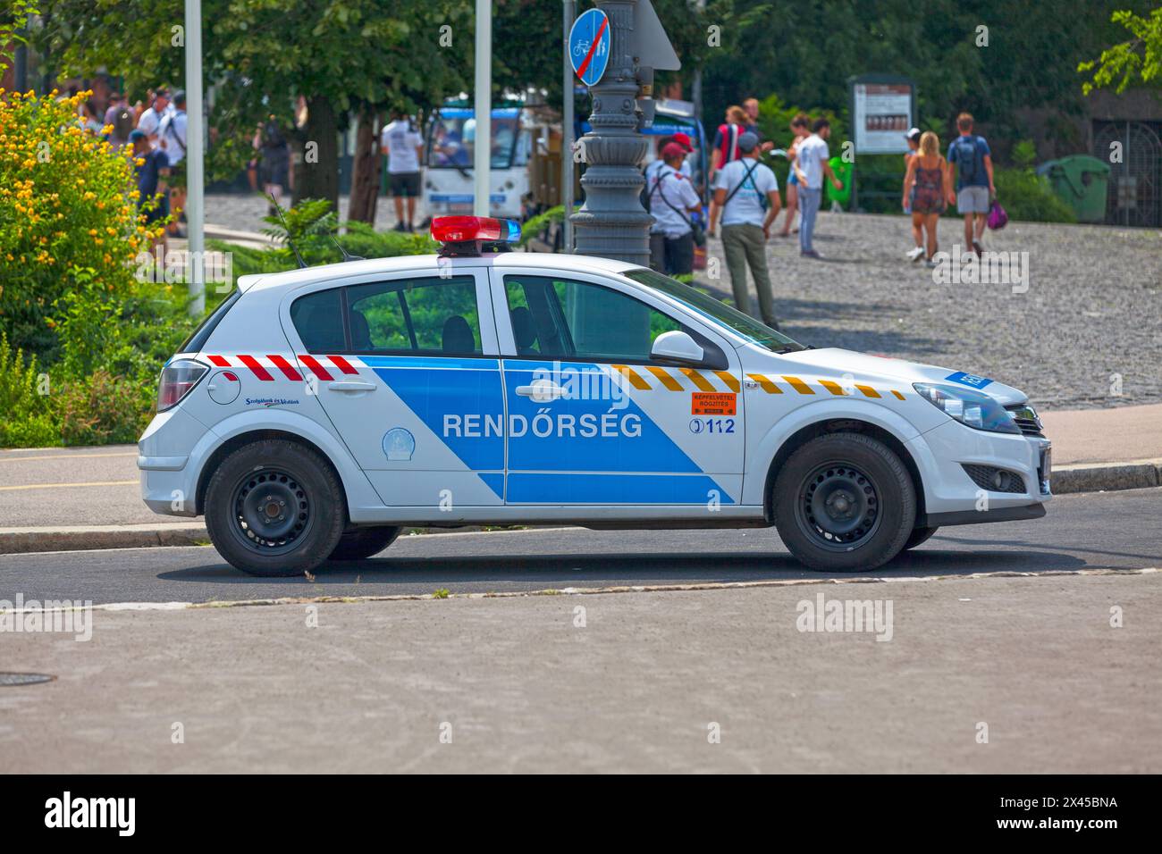 Budapest, Hungary - June 21 2018: Police car parked near Castle Hill ...