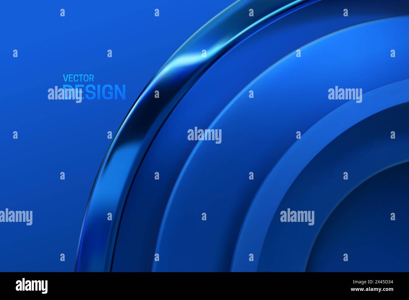 Blue geometric shapes. Abstract background. Vector illustration. Concentric arch shapes. Minimal ...