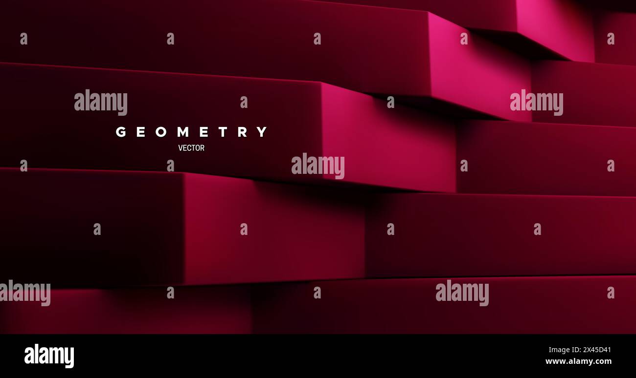 Wine red architectural background. Abstract geometric backdrop. Vector ...