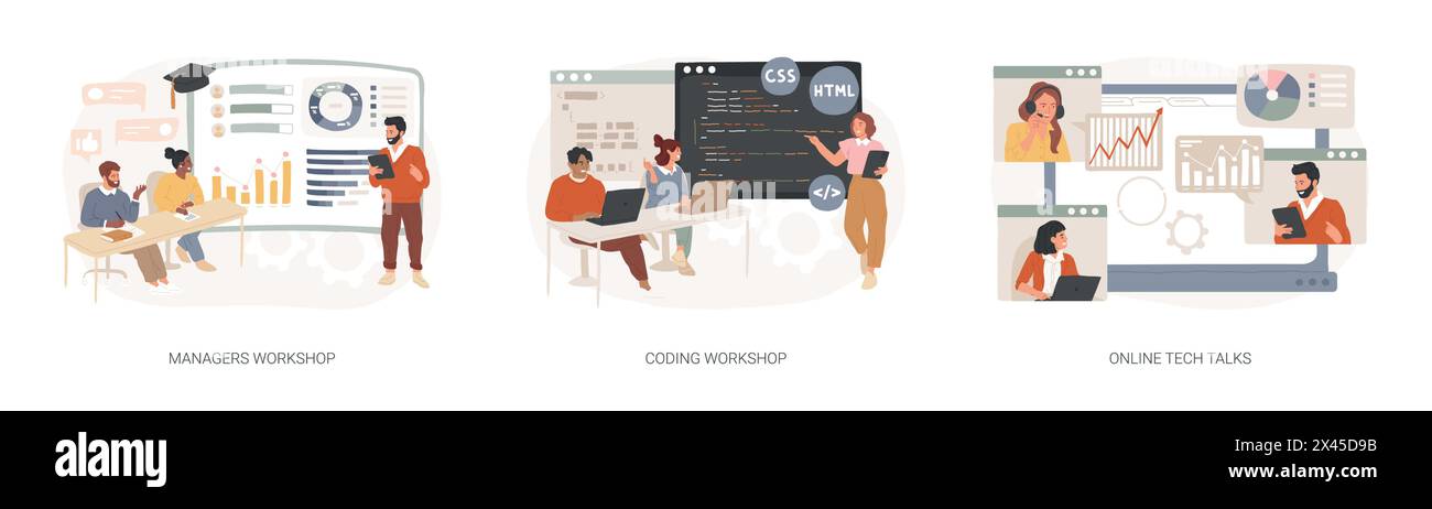 Employee skills training isolated concept vector illustration set Stock ...