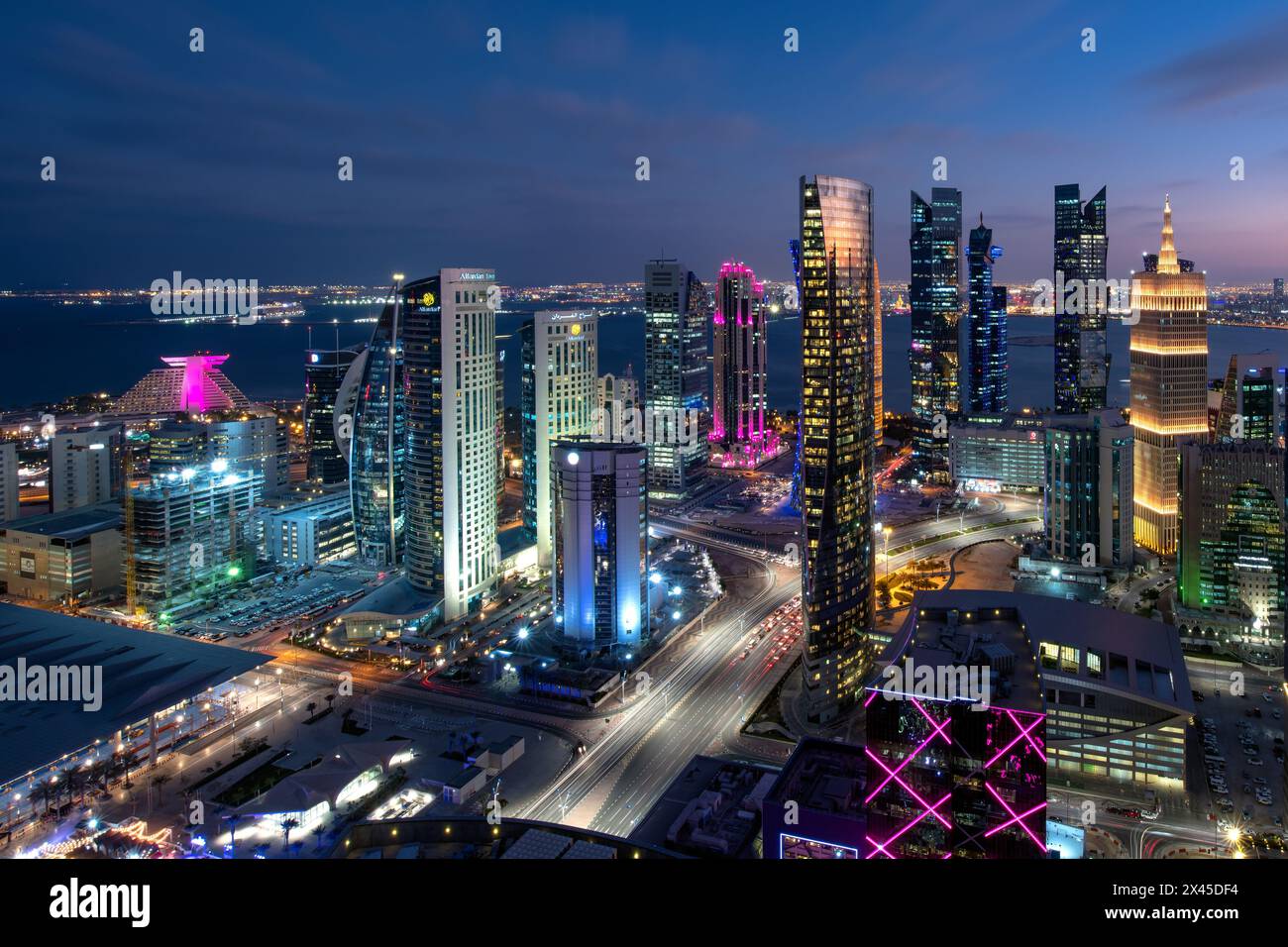 Doha Roads and traffic west bay Doha Qatar Stock Photo - Alamy