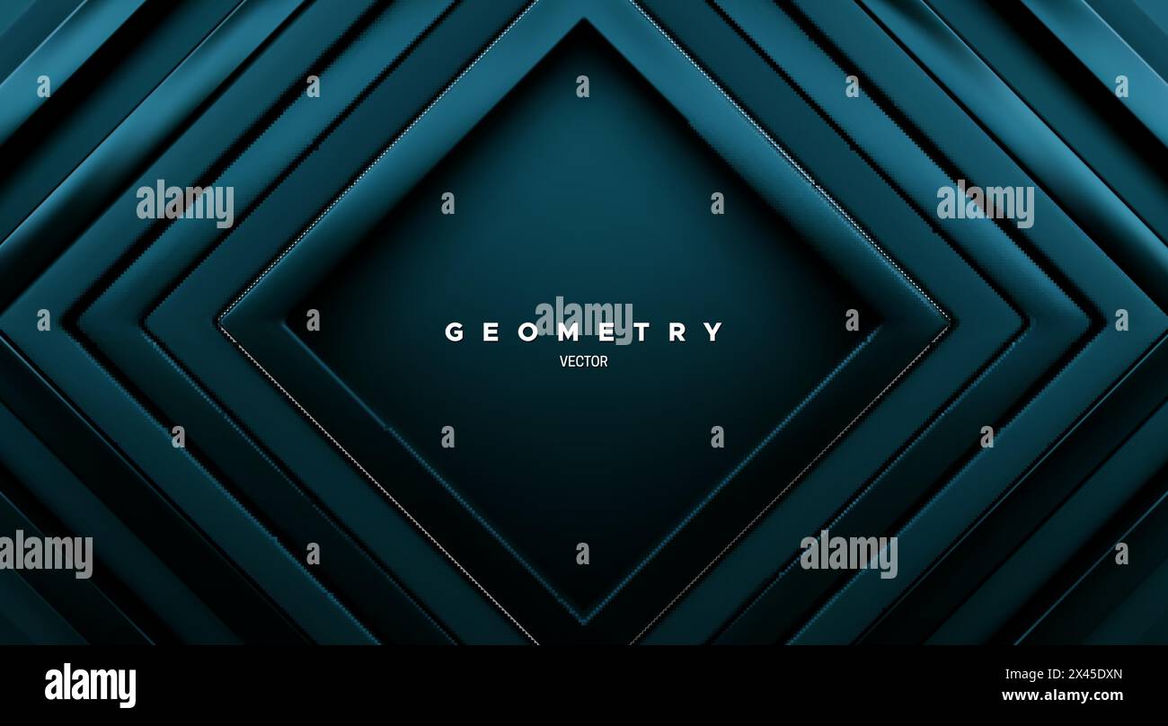 Abstract geometric background. Luxury tidewater green square frames ...