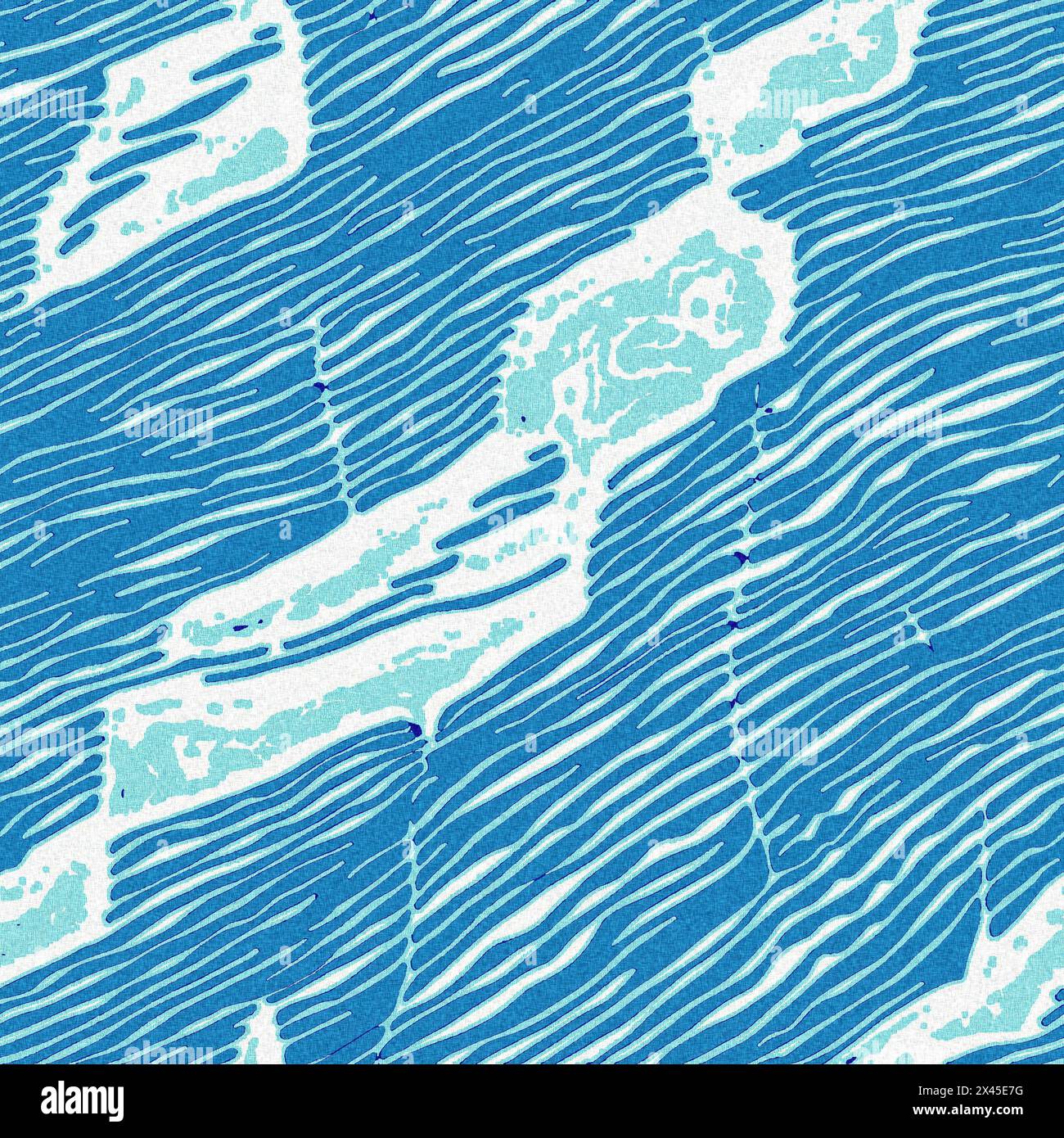 Summer blue dyed wave water pattern with broken linear stripe effect ...