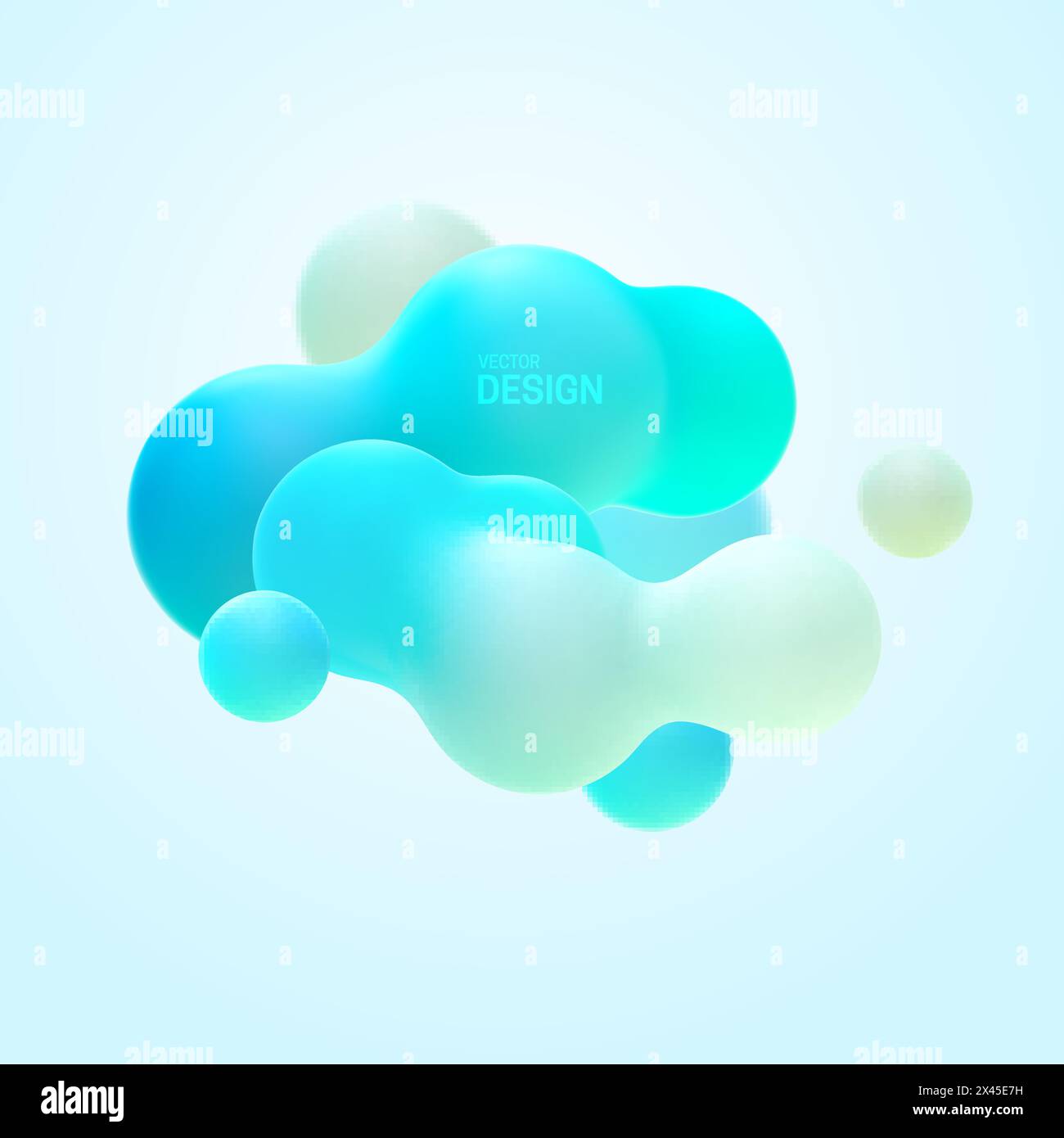 Gradient Background With Turquoise Metaball Shapes Cluster Morphing Colorful Blobs Vector 3d 