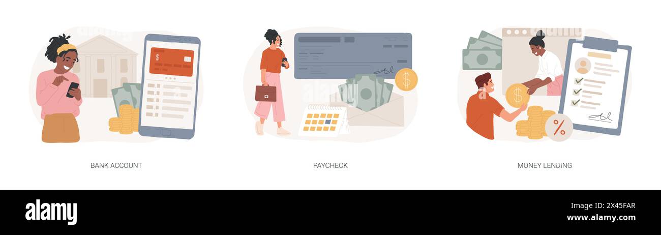 Money transfer isolated concept vector illustration set Stock Vector ...