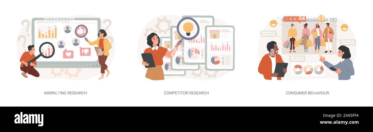 Targeting strategy isolated concept vector illustration set Stock ...