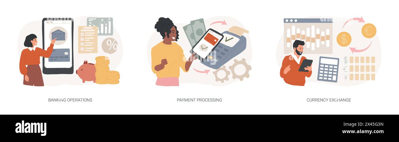 Financial services isolated concept vector illustration set Stock ...