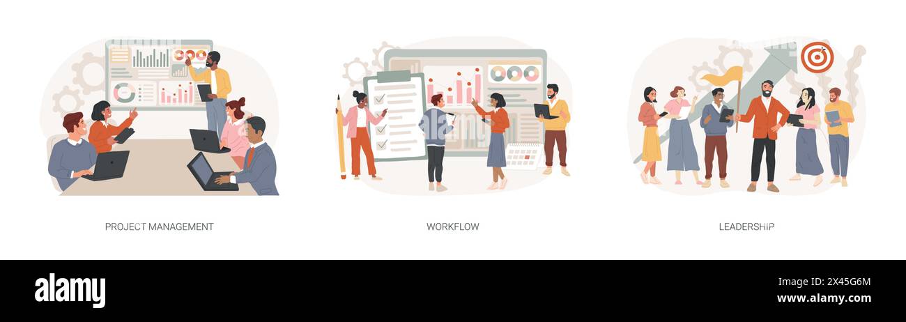 Business management isolated concept vector illustration set Stock ...