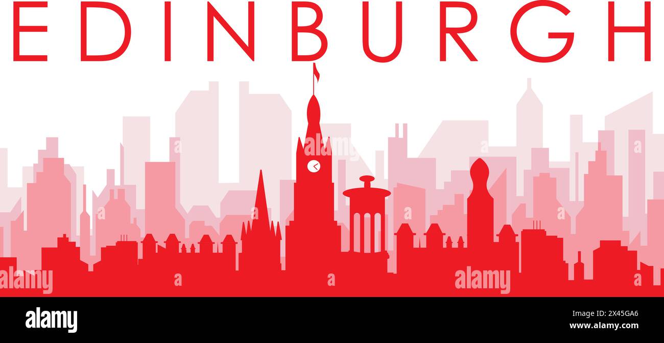 Red panoramic city skyline poster of EDINBURGH, UNITED KINGDOM Stock ...