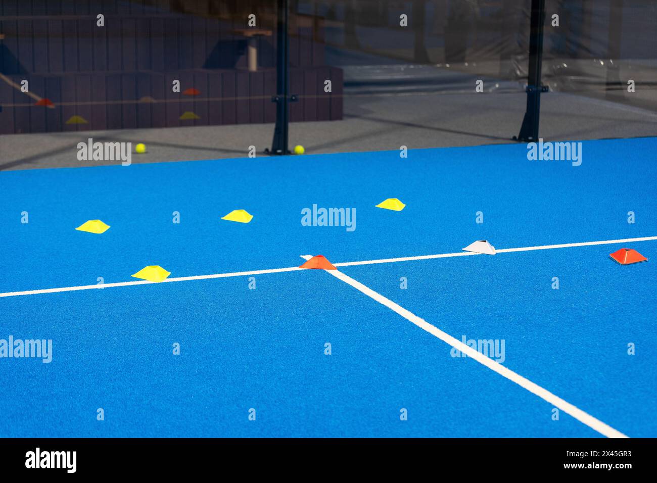 Paddle tennis objects and court Stock Photo - Alamy