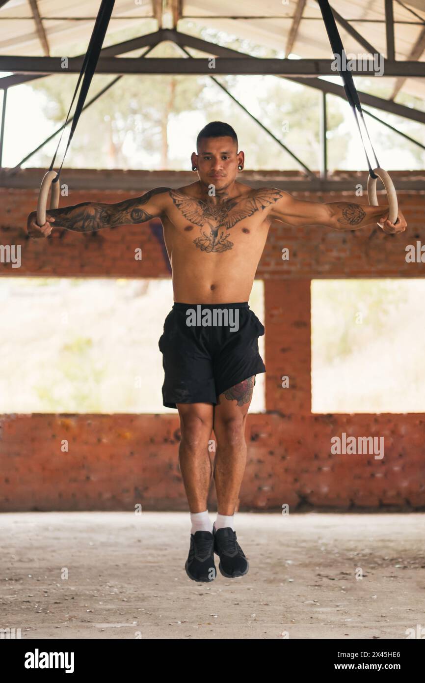 Iron cross gymnast hi-res stock photography and images - Alamy