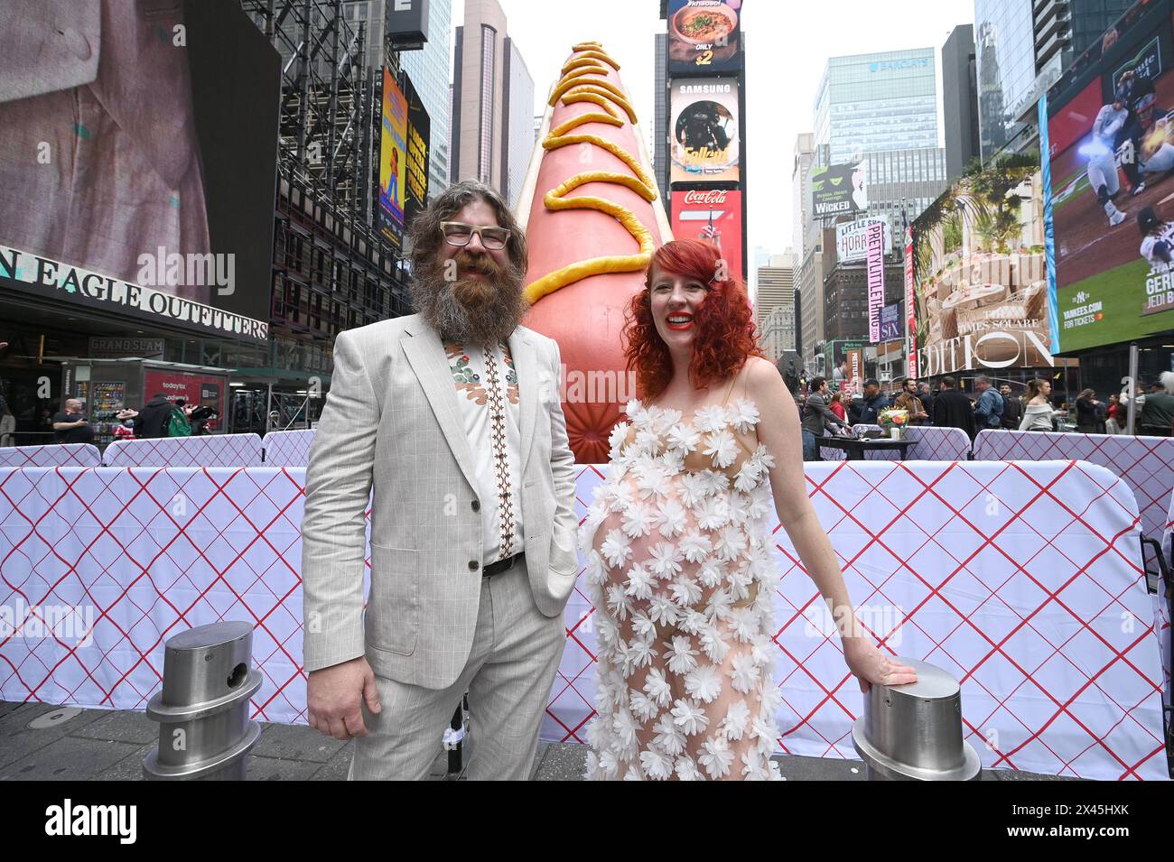 New York, USA. 30th Apr, 2024. Artists Paul Outlaw and Jen Catron post ...