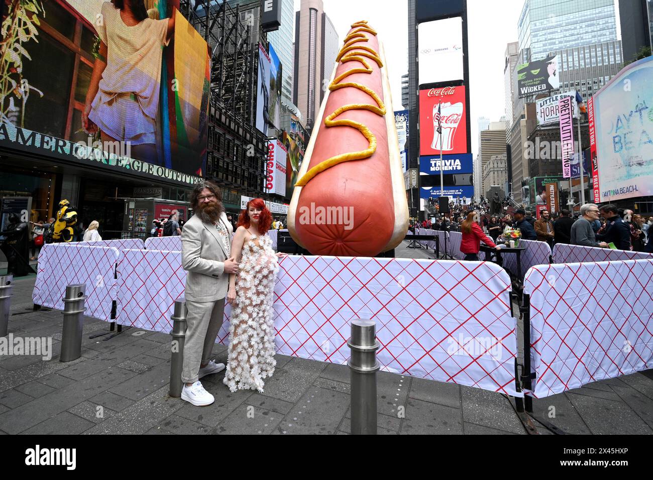 New York, USA. 30th Apr, 2024. Artists Paul Outlaw and Jen Catron post ...