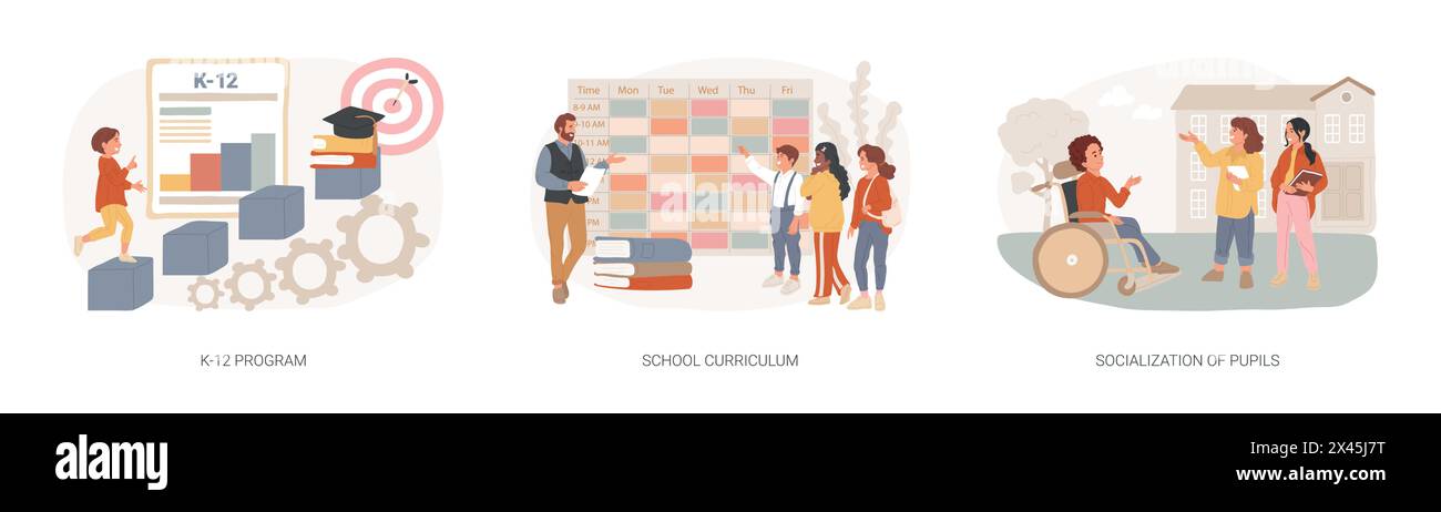 Education program isolated concept vector illustration set Stock Vector ...