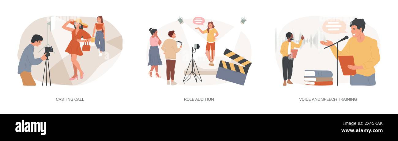 Modelling agency isolated concept vector illustration set Stock Vector ...
