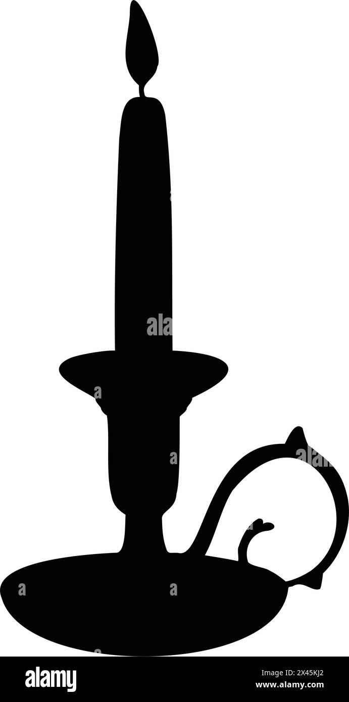 Silhouette of Candle Holder vector illustration. Vintage Candlestick ...