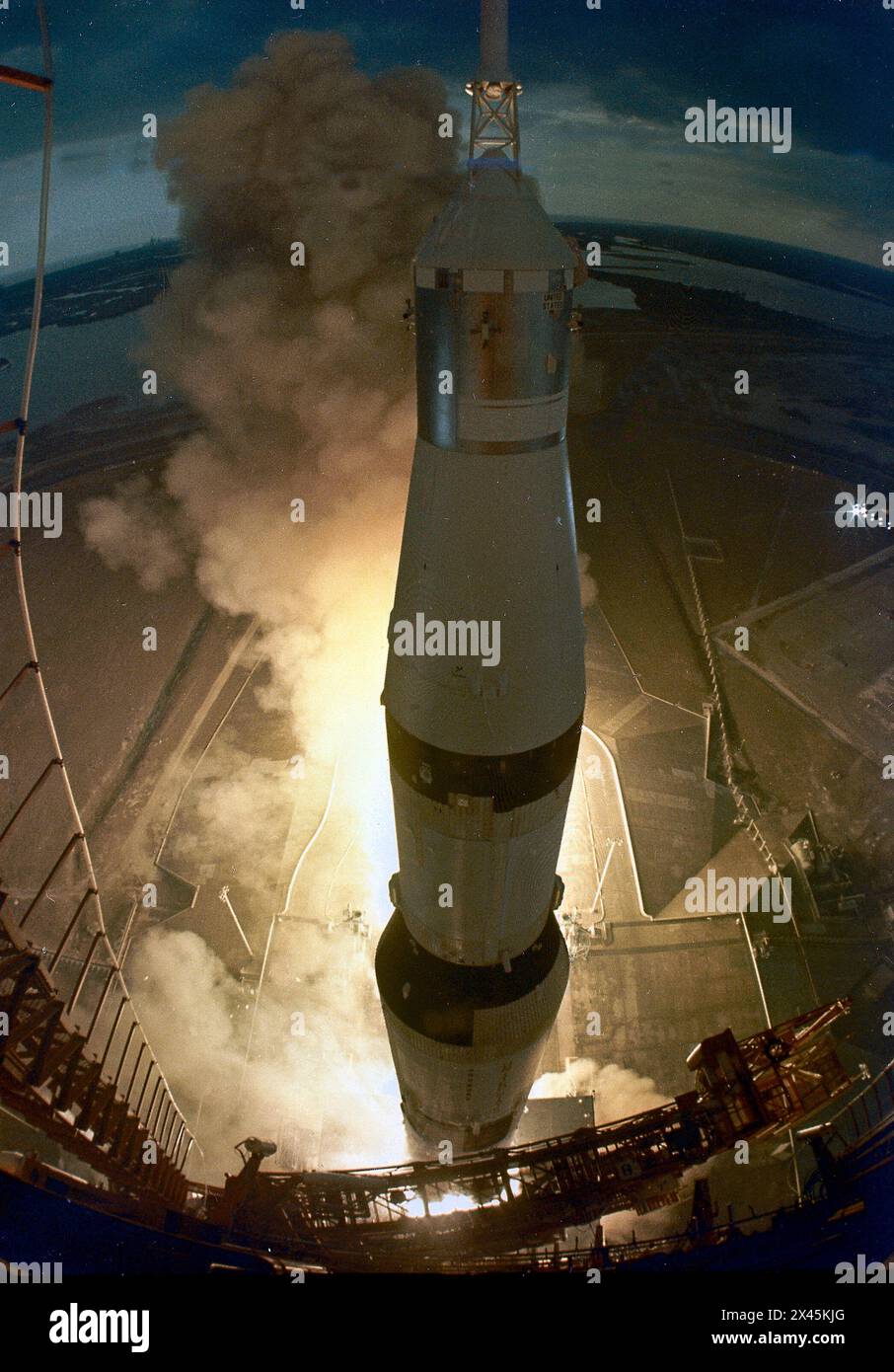 NASA launch of the Apollo 14 Saturn rocket on its space mission 1971 Stock Photo - Alamy