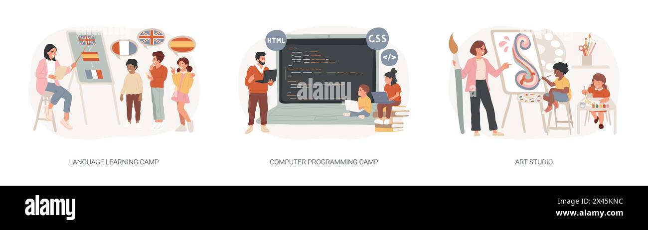 Gain knowledge and skills isolated concept vector illustration set ...