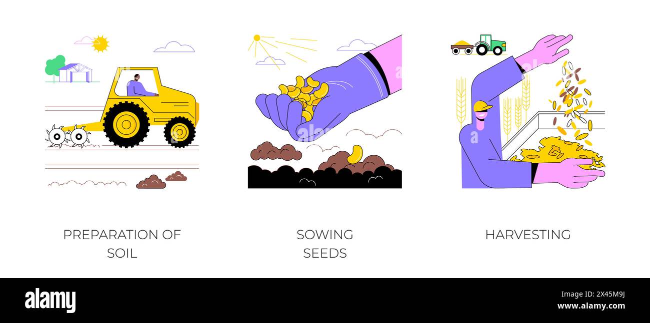 Cultivation of crops isolated cartoon vector illustrations Stock Vector ...