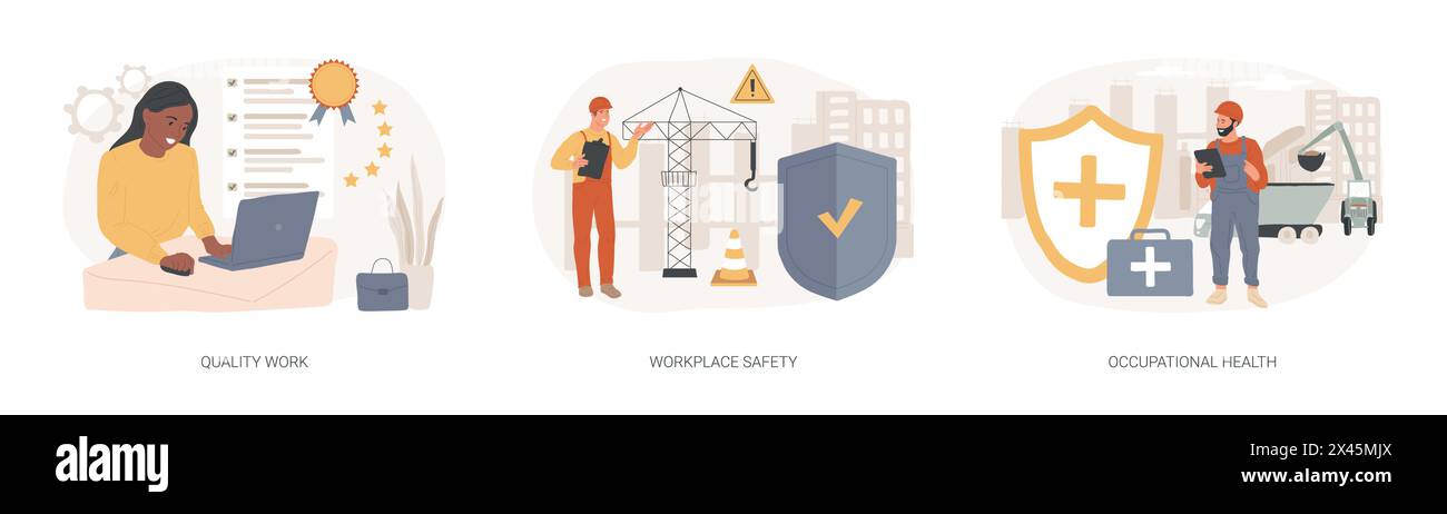 Working environment isolated concept vector illustration set Stock ...