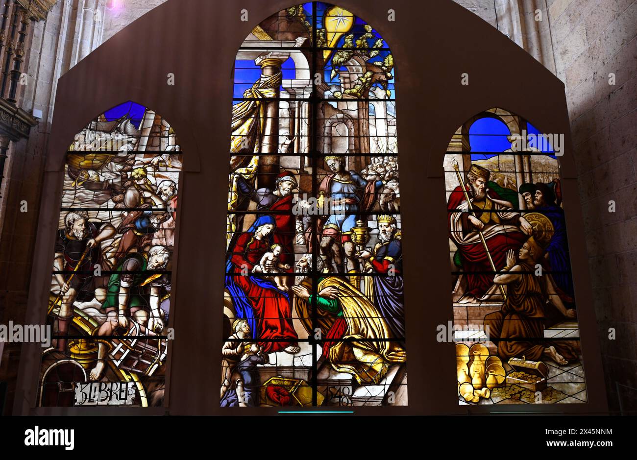 Segovia city, Cathedral (16th century, late gothic). Restored stained ...