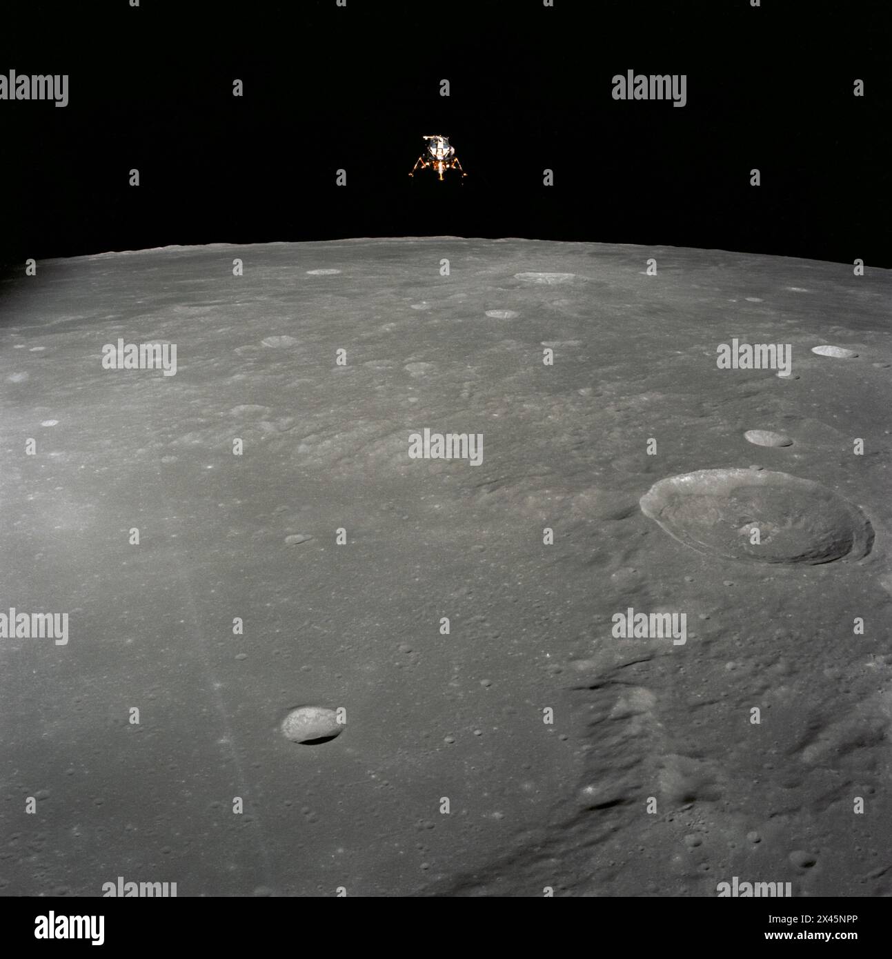 Apollo 12 Lunar Module, in landing configuration, photographed in lunar ...