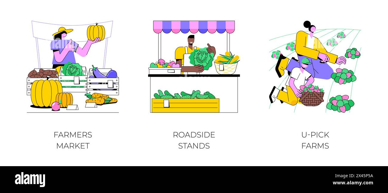 Roadside market selling fruit vegetables Stock Vector Images - Alamy