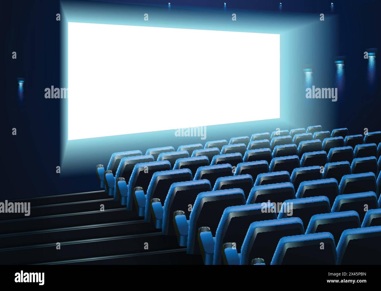 cinema screen in blue audience Stock Vector Image & Art - Alamy