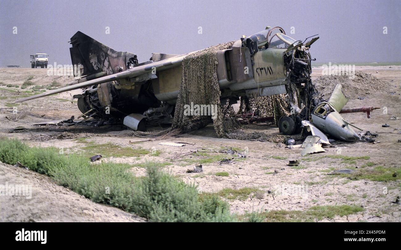 First Gulf War: 2nd April 1991 A destroyed Iraqi Air Force, Soviet-made ...