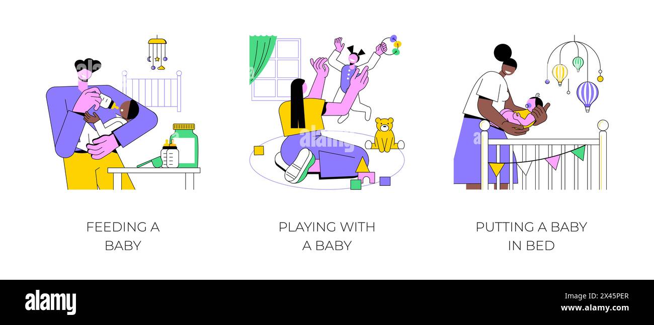 Young parents routine isolated cartoon vector illustrations Stock ...