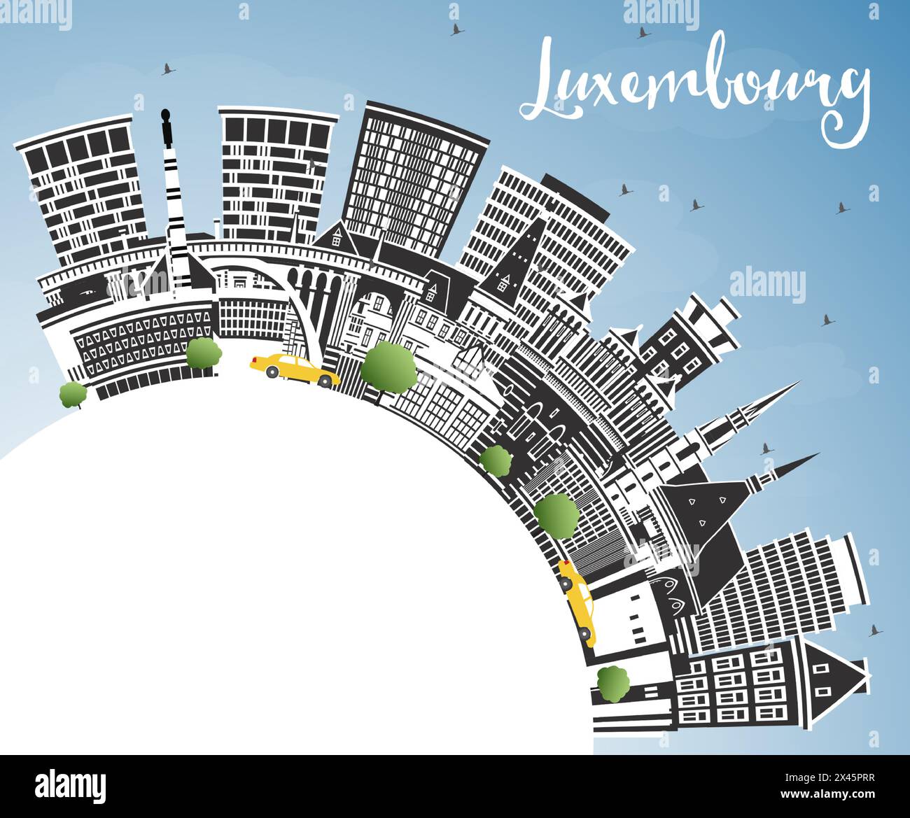 Luxembourg City Skyline with Color Buildings, Blue Sky and Copy Space ...