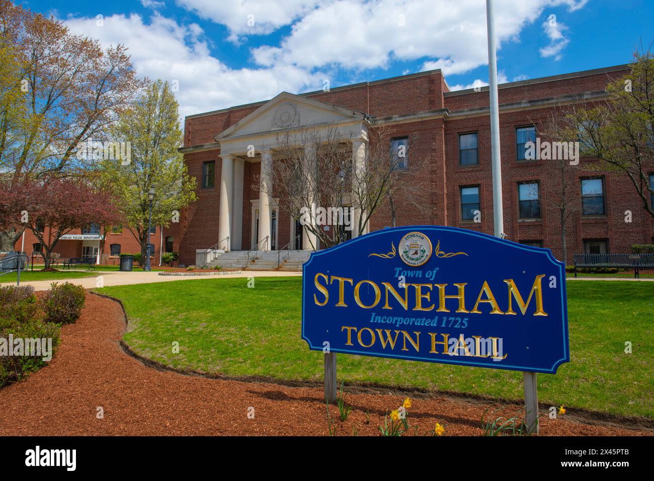 Stoneham Town Hall at 35 Central Street in historic town center of ...