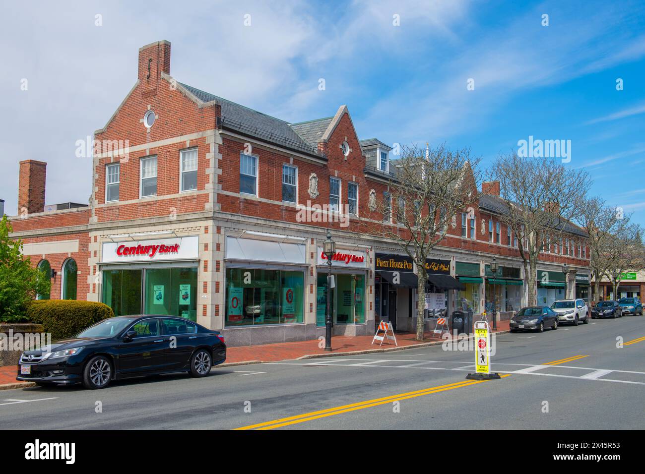 Historic commercial buildings on Main Street in historic town center of ...