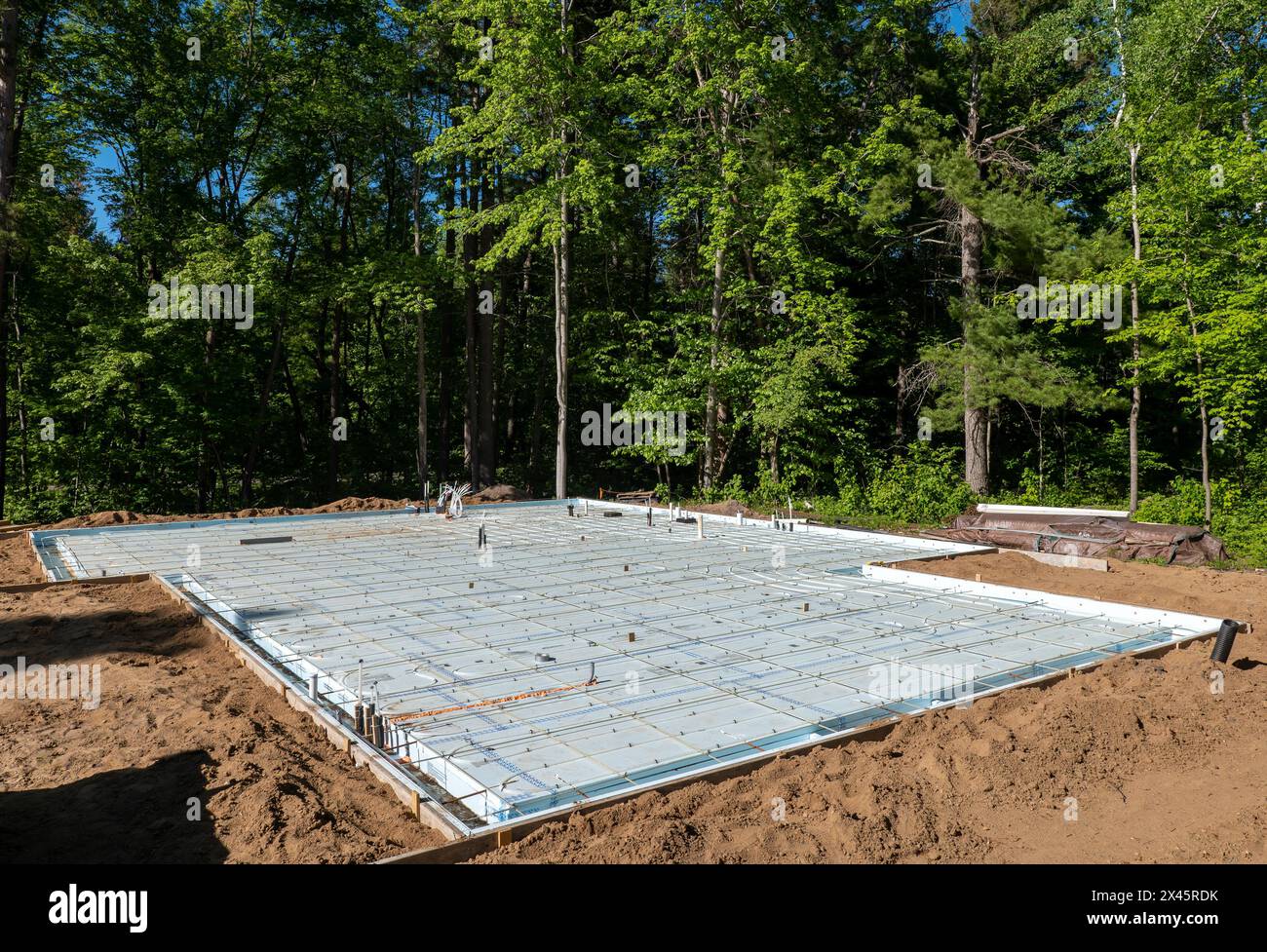 New Home construction site with foam insulation and under floor heating ...