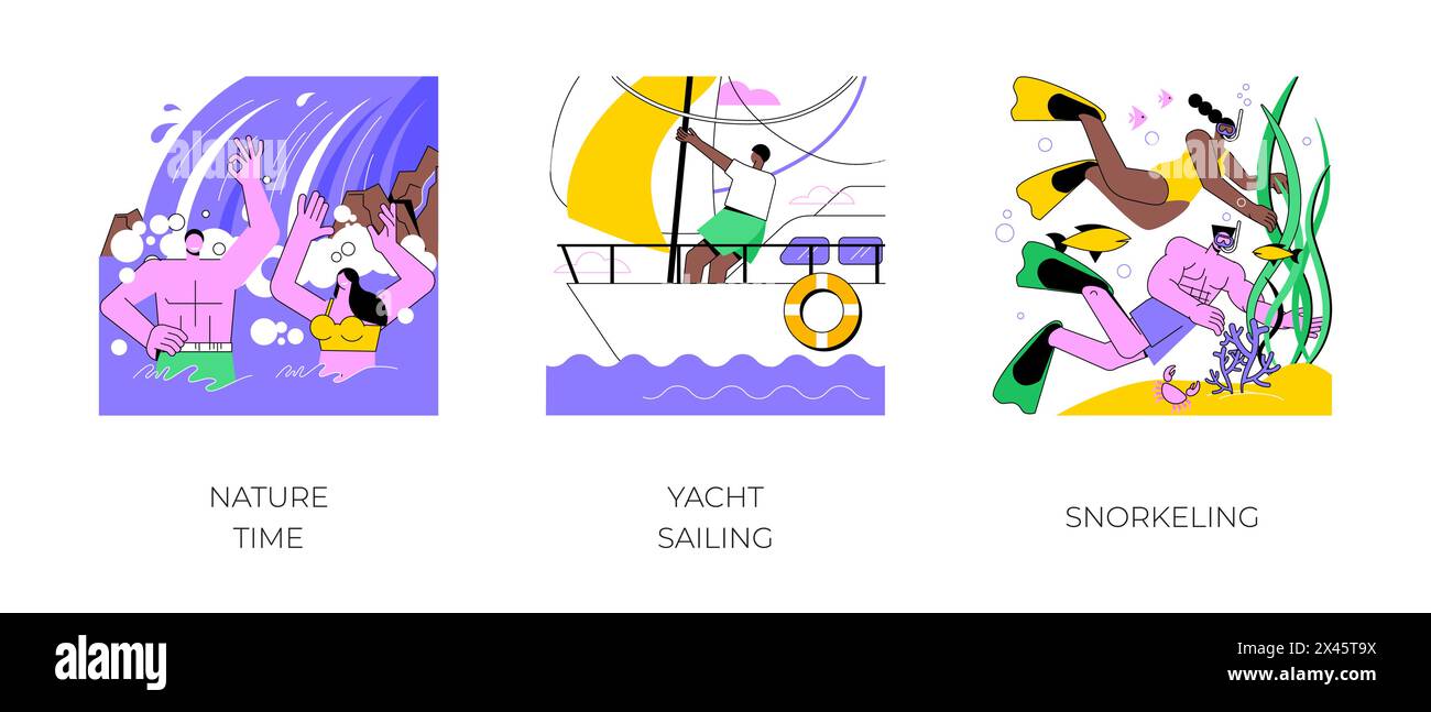 Active vacation isolated cartoon vector illustrations Stock Vector ...