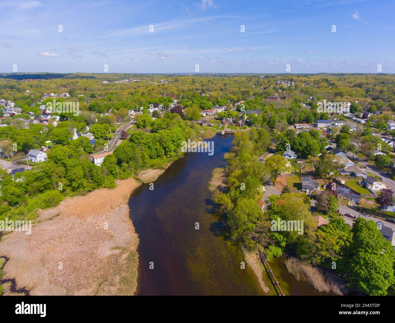 Saugus Iron Works National Historic Site aerial view from Saugus River ...