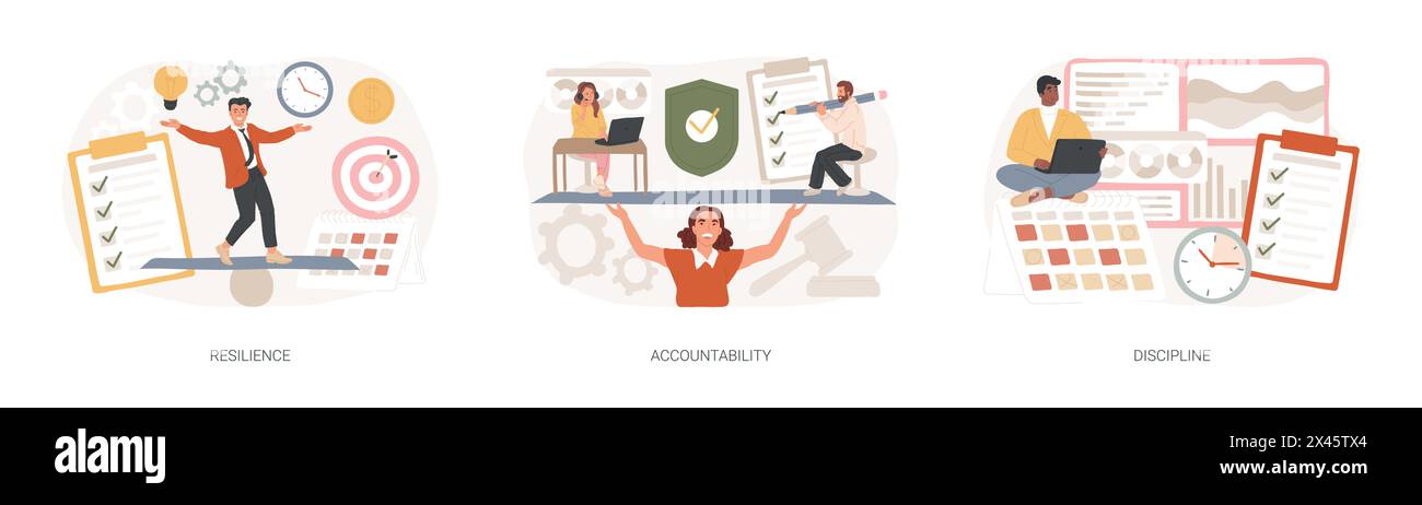 Personal quality isolated concept vector illustration set Stock Vector ...