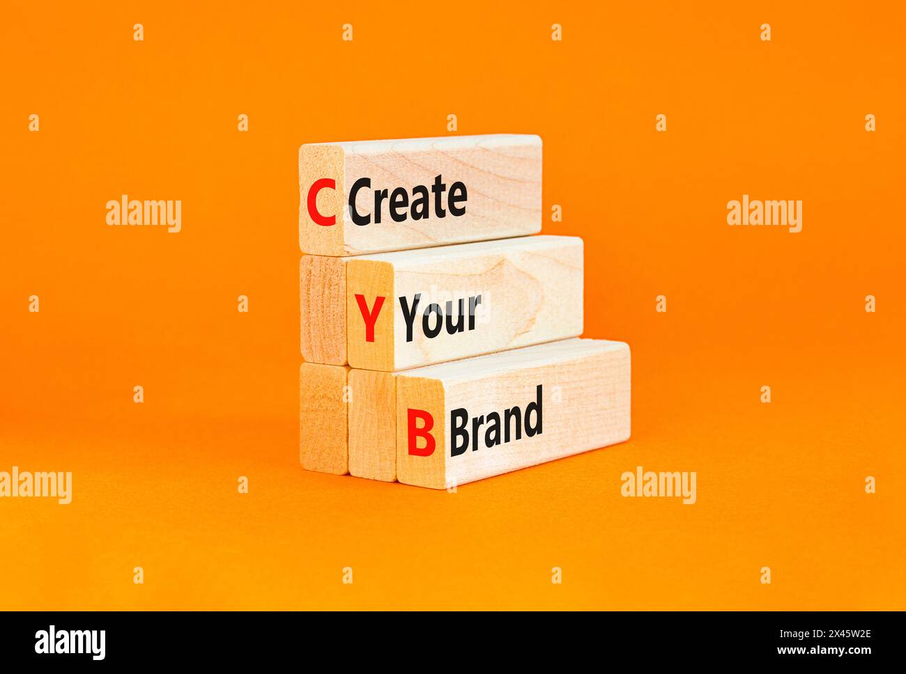 CYB Create your brand symbol. Concept words CYB Create your brand on beautiful wooden blocks ...
