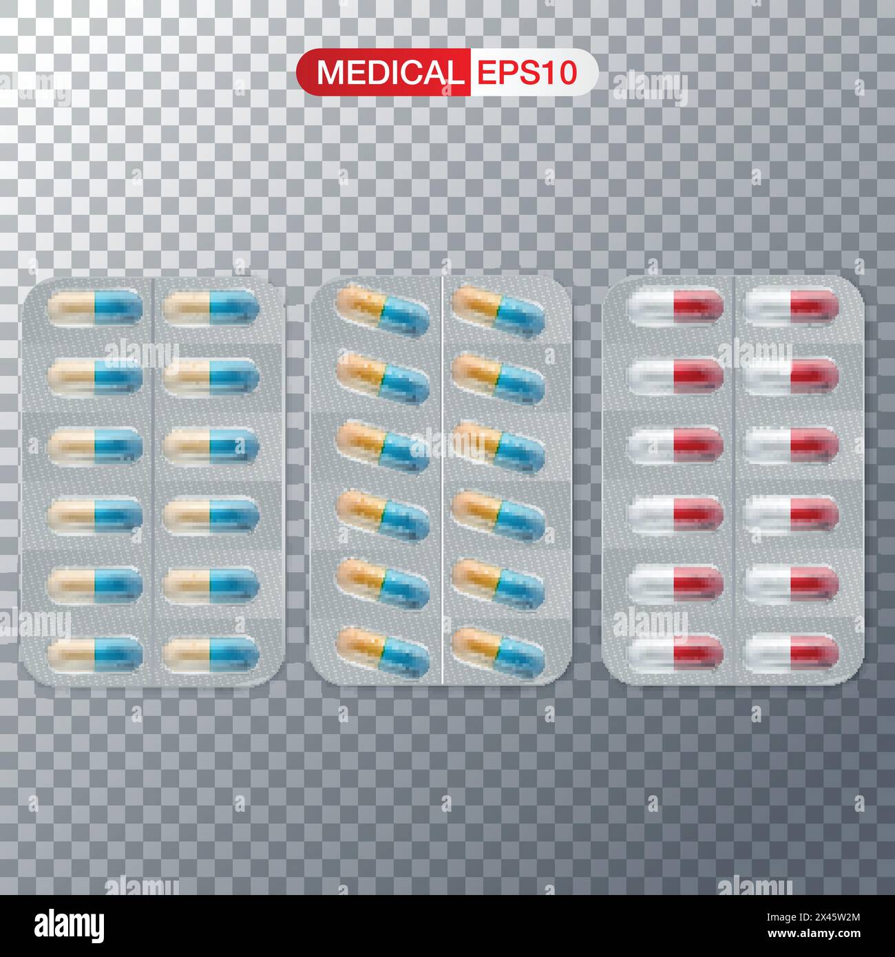Standard tablets and pills vector set isolated on transparent ...