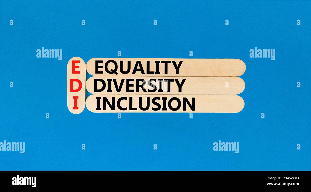 EDI equality diversity inclusion symbol. Concept words EDI equality diversity inclusion on ...