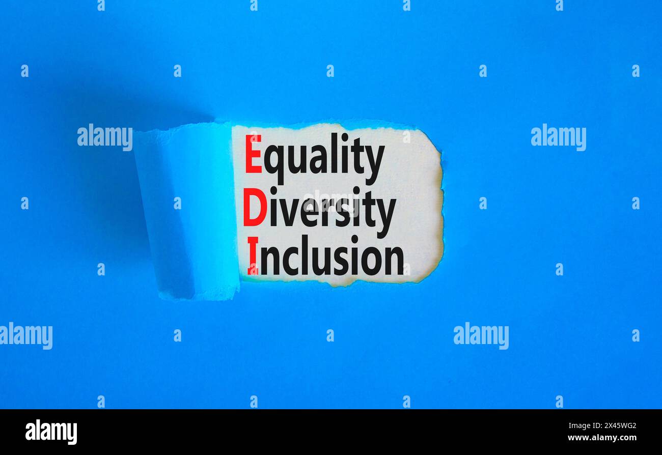 EDI equality diversity inclusion symbol. Concept words EDI equality diversity inclusion on white ...