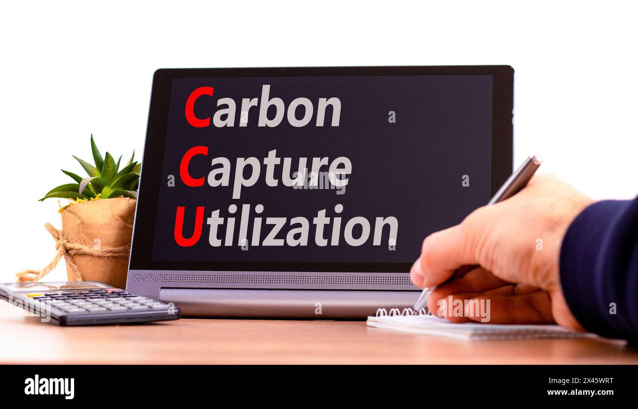 CCU Carbon capture utilization symbol. Concept words CCU Carbon capture ...