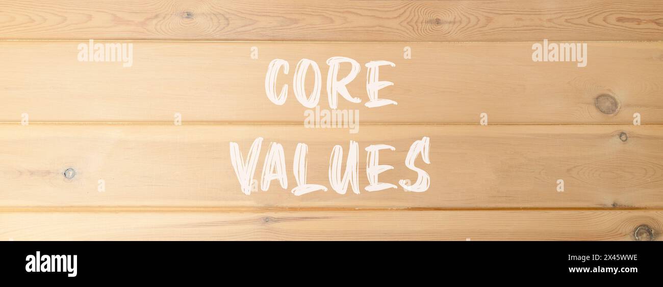 Core values symbol. Concept words Core values on beautiful wooden wall. Beautiful wooden wall ...