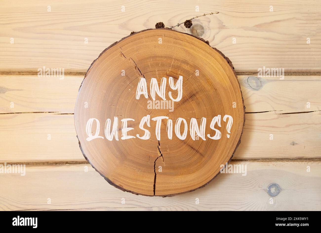 Any questions symbol. Concept words Any questions on beautiful wooden ...