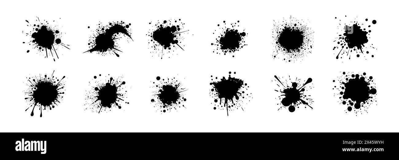 Set of Black blots. Grunge Design Elements. Brush Strokes. Vector ...